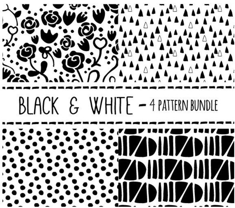 Black and White Clip Art Pattern Bundle - Etsy