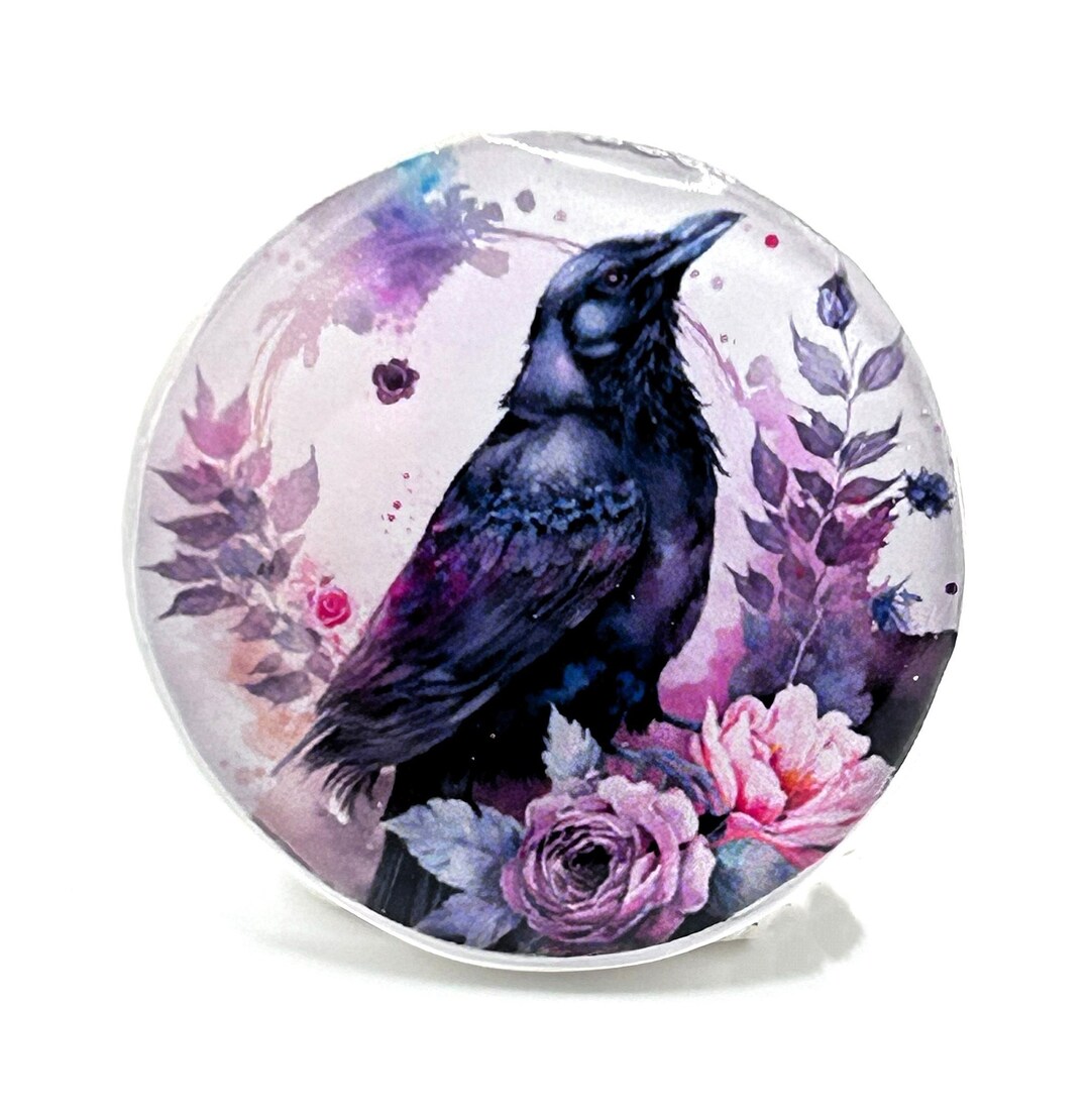 Raven Clay Cabochon Set: Vintage Watercolor Print, Bead Embroidery ...