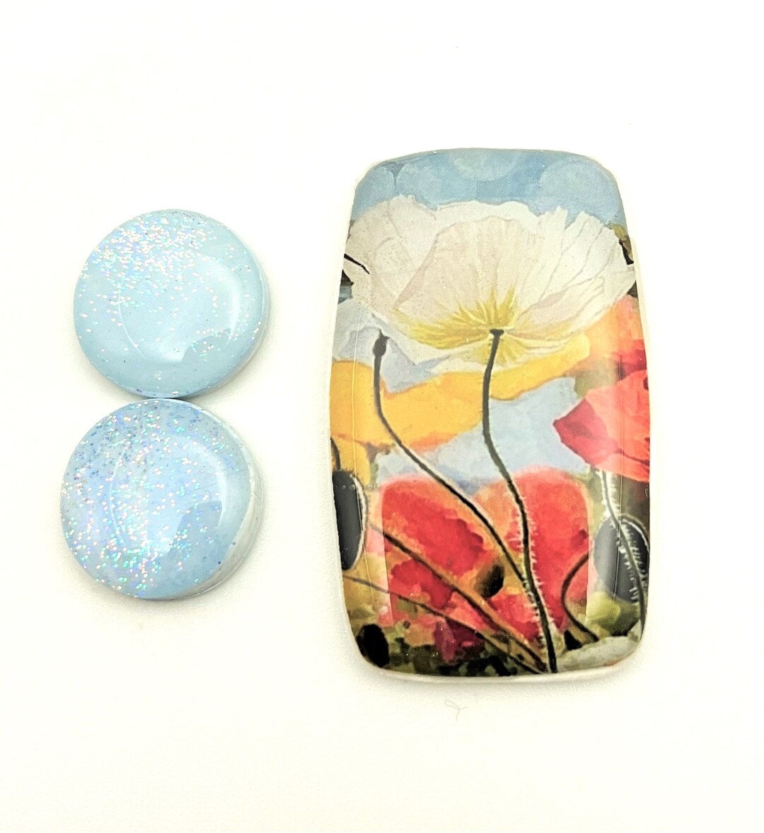 Studiostjames 1x2 Inch Clay Resin Cabochon Set- Floral Design-blue ...