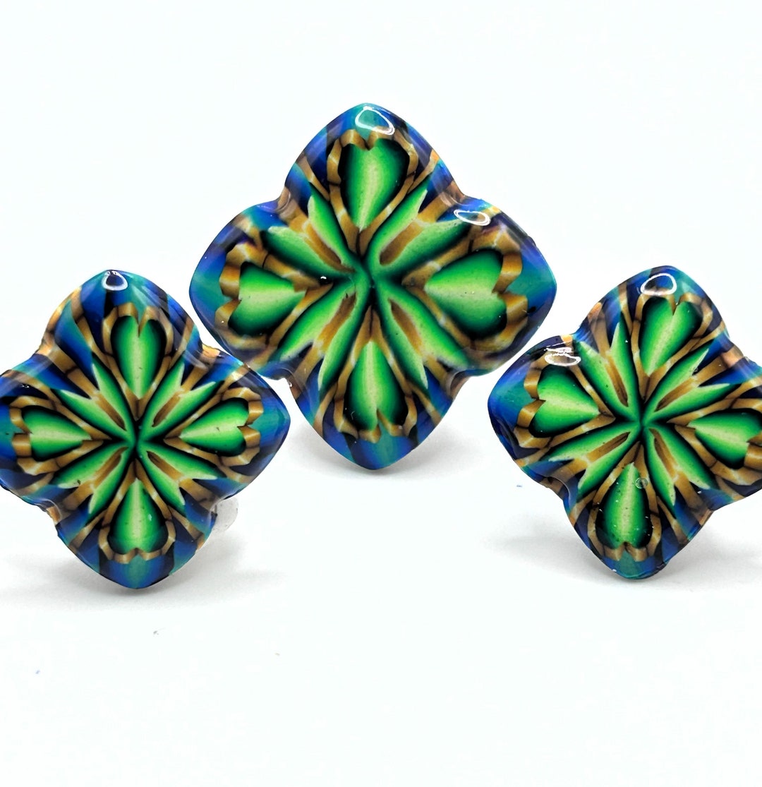 Studiostjames Clay Resin Clover-quatrefoil Cabochon 3 Piece Set-green ...