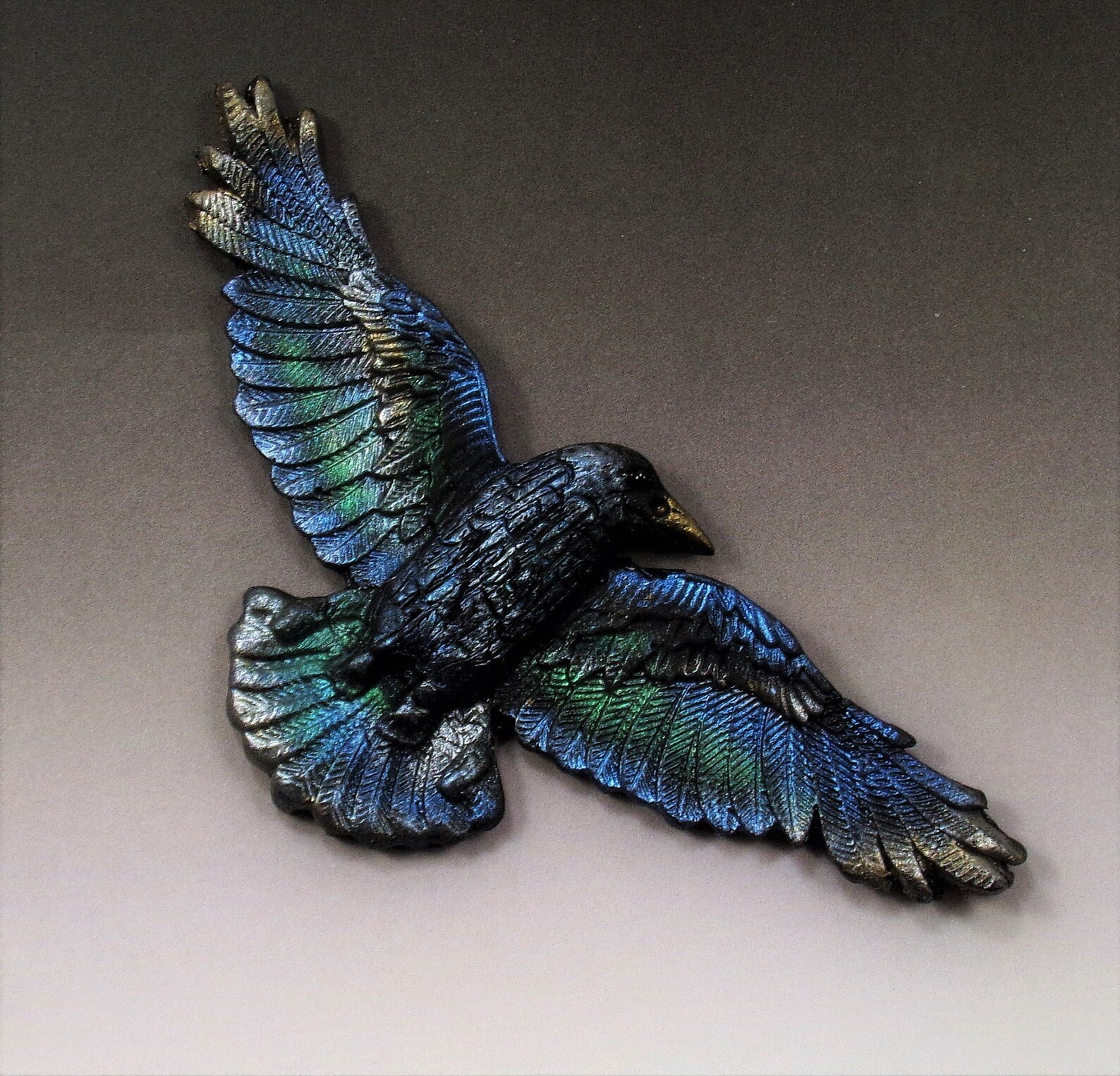 StudioStJames-Hand Sculpted Soaring Raven Cabochon with Glass | Etsy