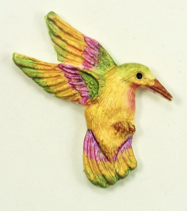Studiostjames-hand Painted Clay Hummingbird Cabochon-golden | Etsy