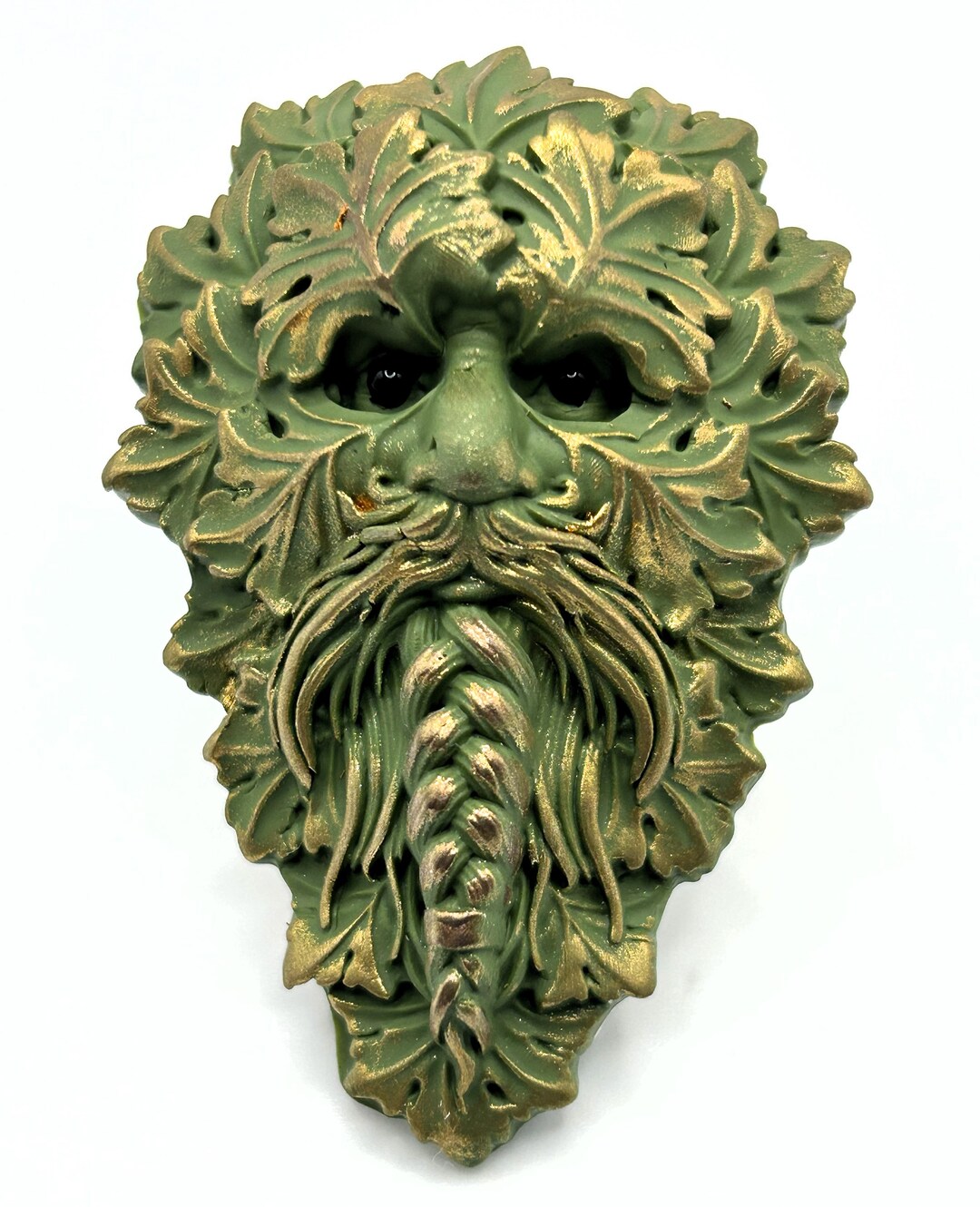 Handcrafted Polymer Clay Green Man Cabochon: Woodland Embroidery Supply ...