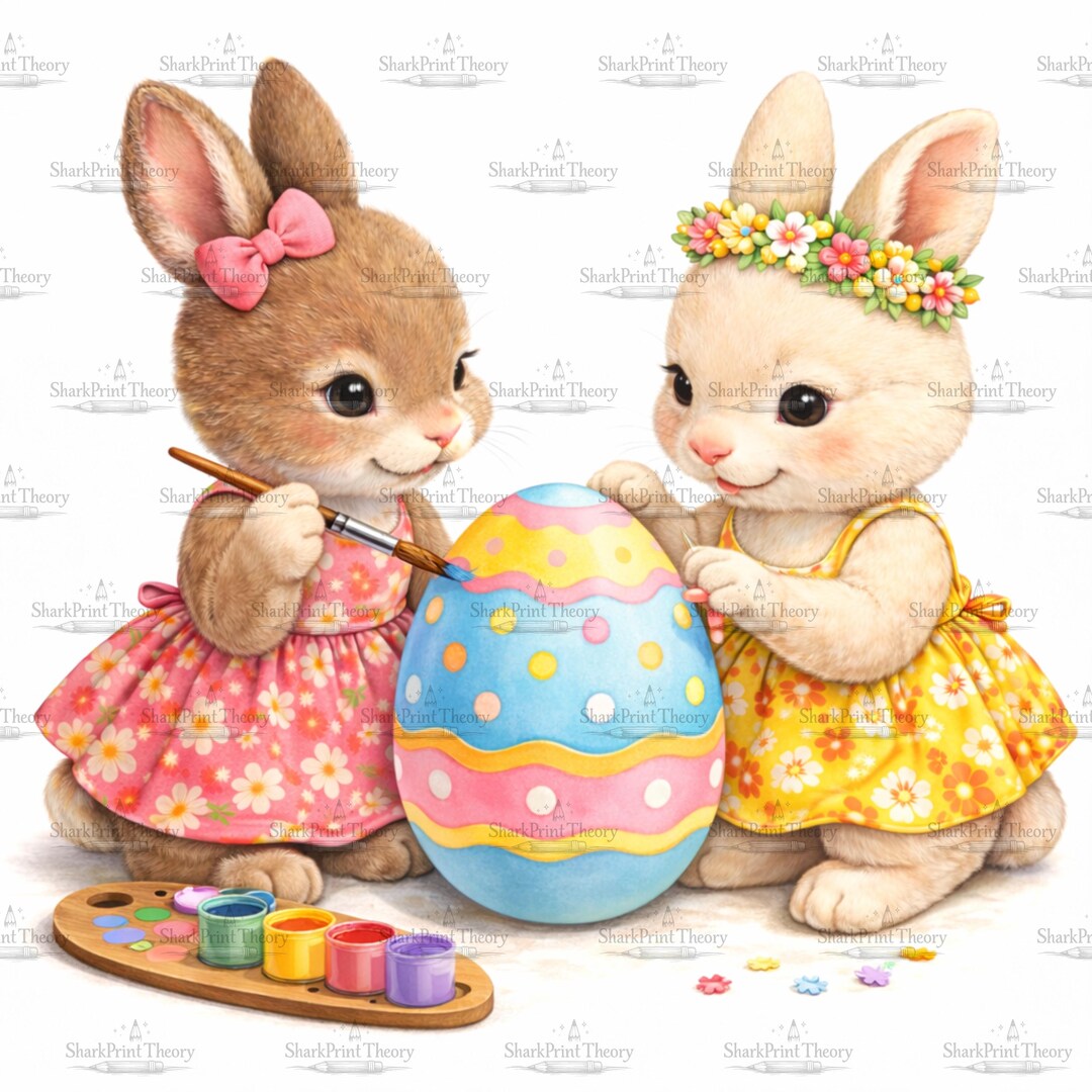 13 Easter Bunny Girls Clipart, Cute Easter Bunny Set, Spring Bunny ...