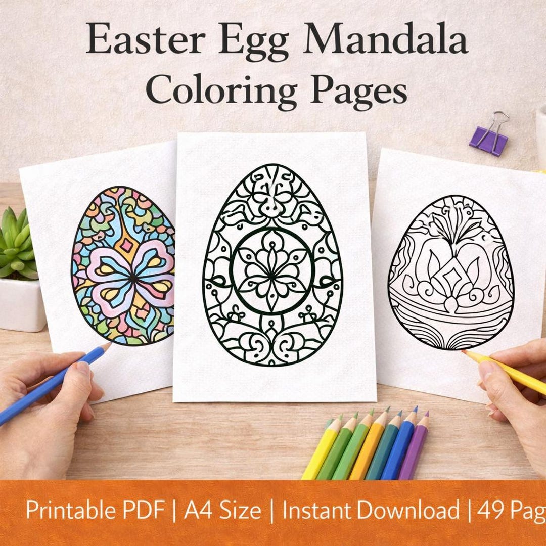 Easter Egg Mandala Coloring Pages Printable PDF A4 | 49 Unique Designs ...