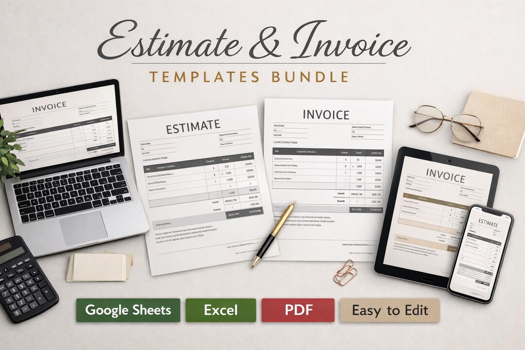 Editable Estimate Invoice Template Bundle, Contractor Quote Form ...