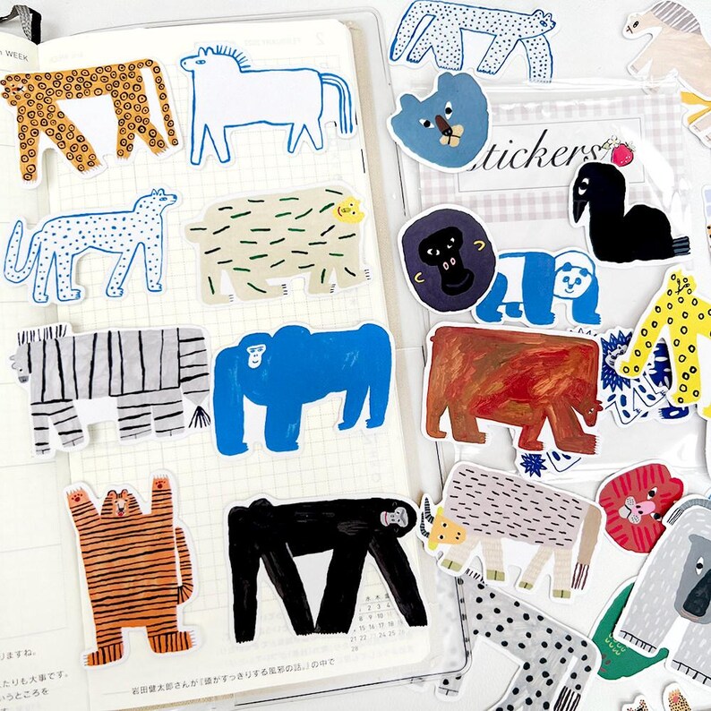Hand Drawn Zoo Animals for Planner Journal Scrapbook, Kawaii Art Pack ...