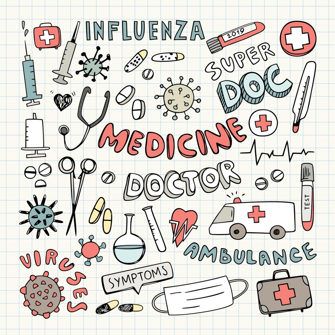 Medical Clipart Bundle, Hand Drawn Medicine Doodles, Healthcare ...