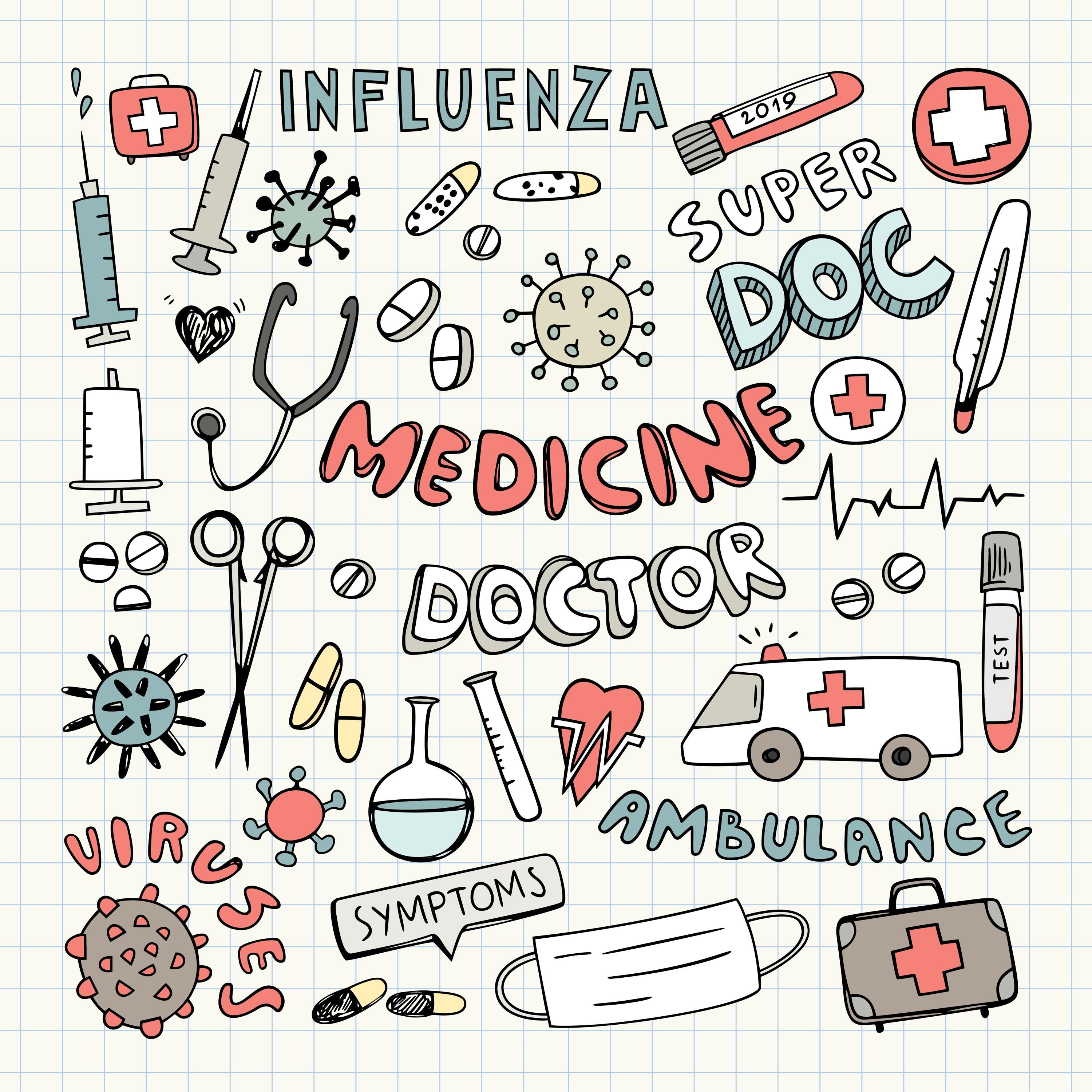 Medical Clipart Bundle, Hand Drawn Medicine Doodles, Healthcare ...