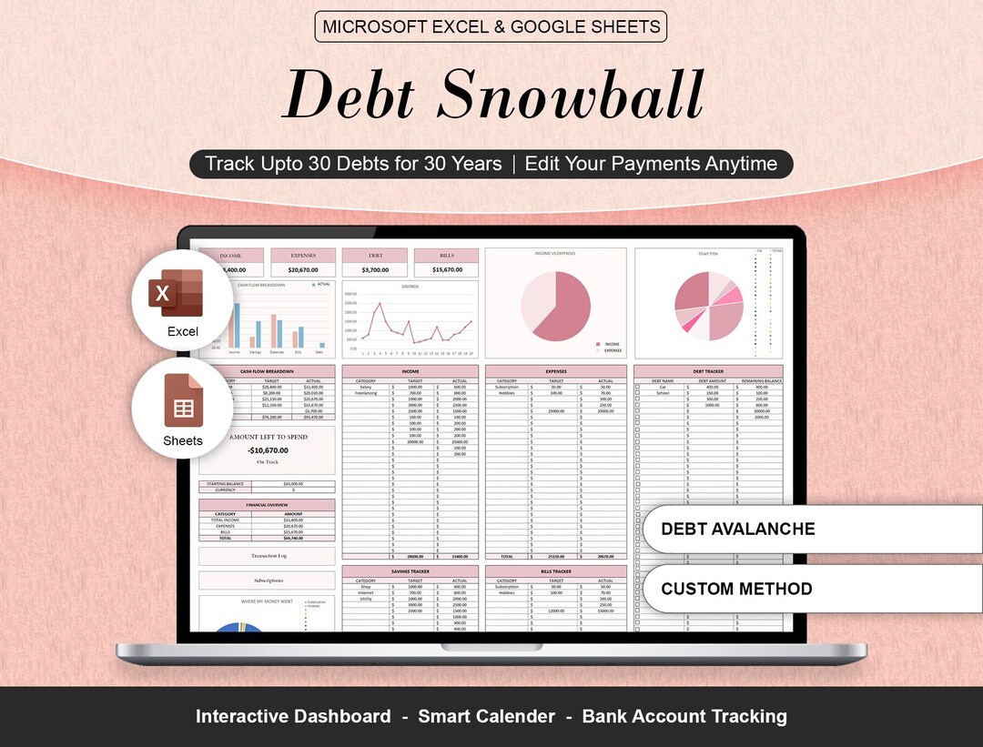 Debt Snowball Tracker Excel Template Pay off Debt Faster Planner ...