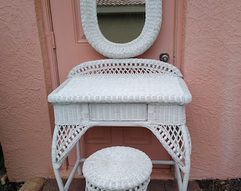 Wicker Vanity Stool - Etsy