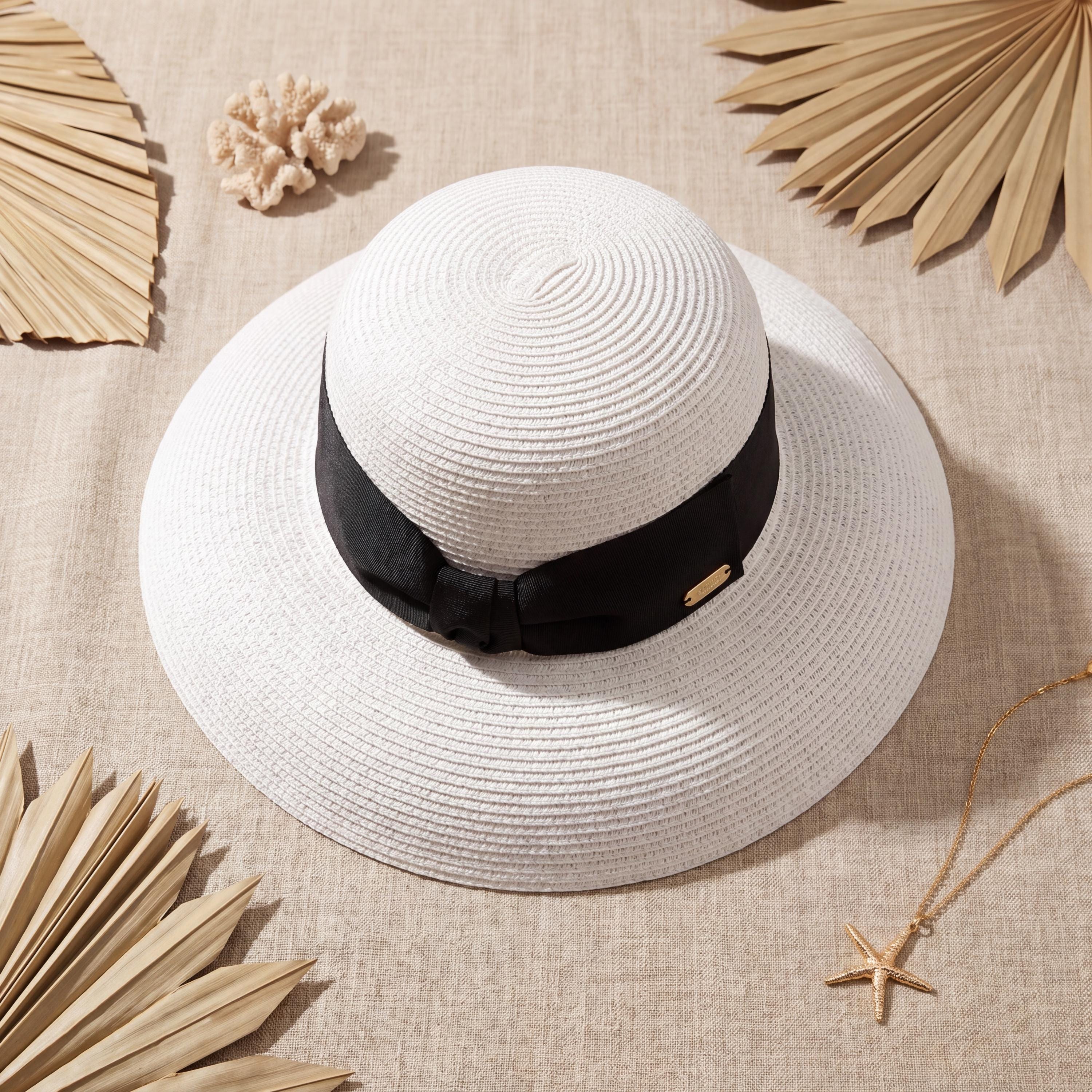 Elegant Straw Sun Hat | Wide Brim Beach Vacation Sunshade, Ribbon Bow ...