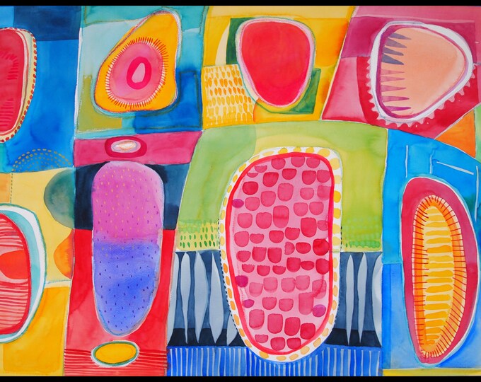 Watercolor, Large Abstract Painting, Harmonious Ovals - Etsy