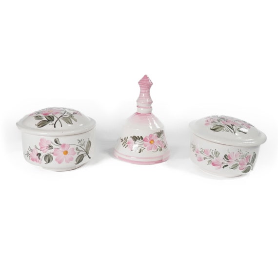 Mexico Cuernavaca Ceramic Pink Flower Floral Hand Pai… - Gem