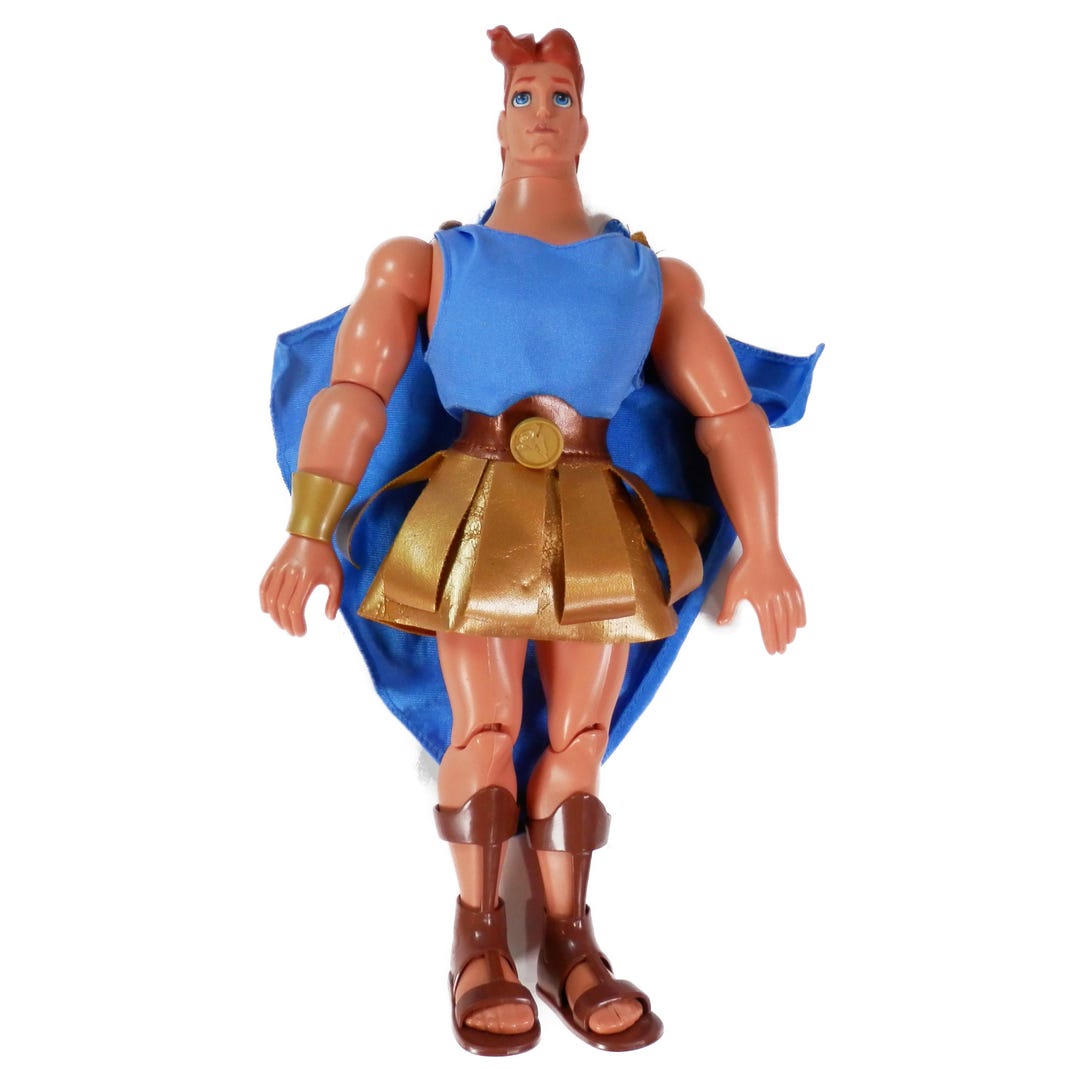 VTG '96 Mattel Disney Hercules Golden Glow 12 Doll 17112 Sandals Cape ...