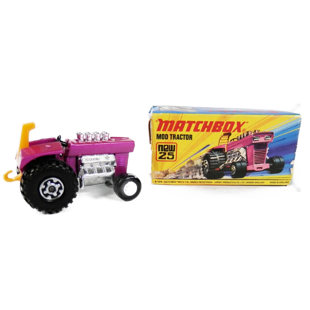 Vintage 1972 70s Matchbox Mod Tractor Purple No. 25 New 25 Yellow Seat ...