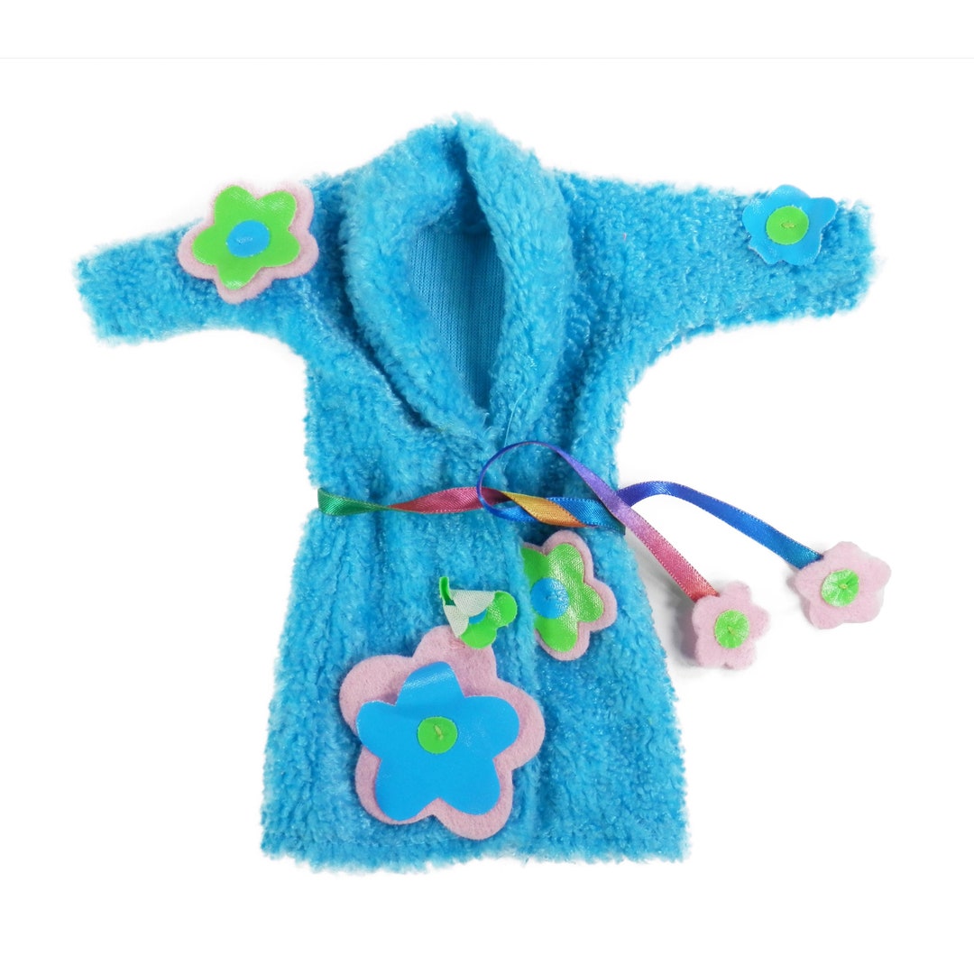 Vintage 1999 Barbie Pajama Fun Skipper Blue Terry Bathrobe Flower ...