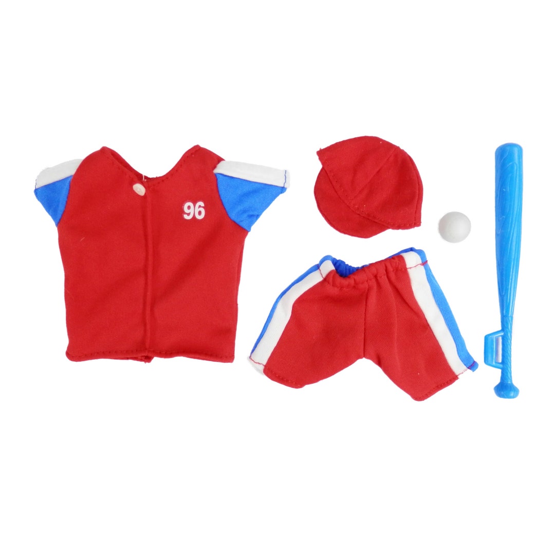 1995 Barbie Sports Fashions Red White Blue Baseball Uniform Outfit Bat ...