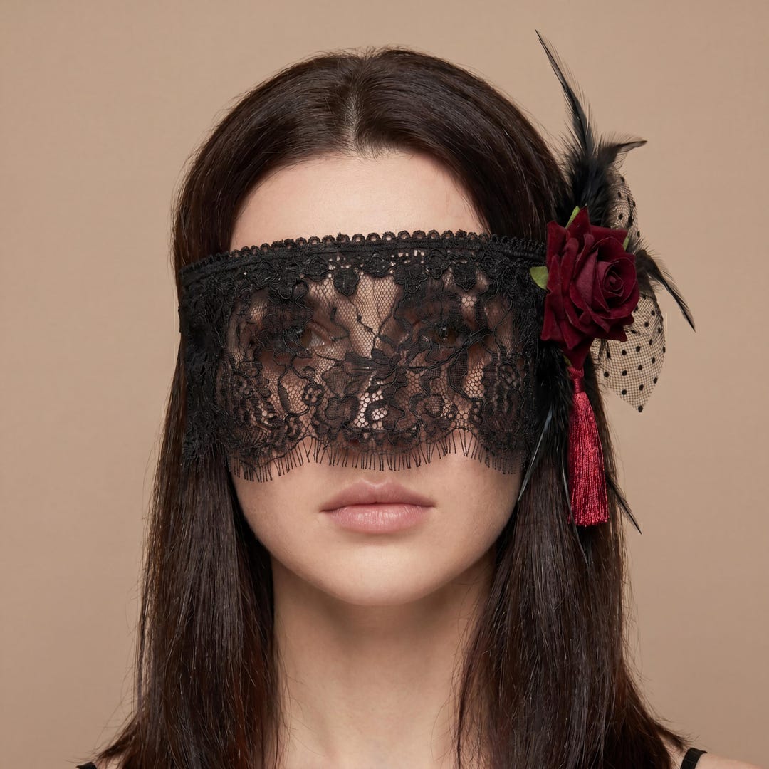 Elegant Black Lace Eye Mask, Gothic Rose Masquerade Costume Accessory ...