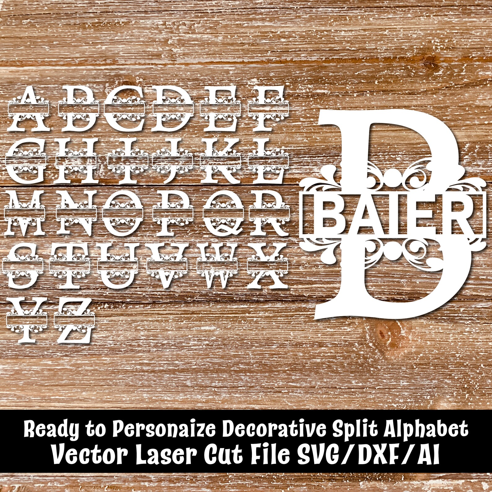 Split Alphabet Vector Laser Cut Files SVG/DXF/AI - Etsy