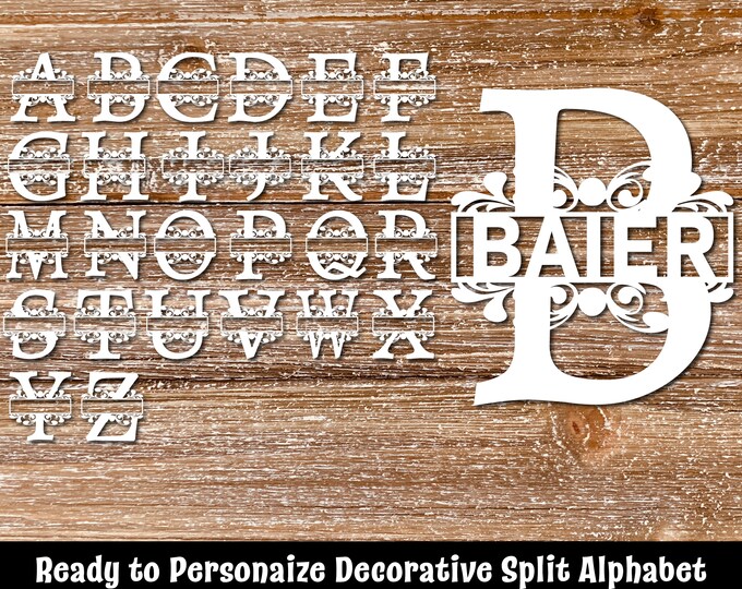 Split Alphabet Vector Laser Cut Files SVG/DXF/AI | Etsy