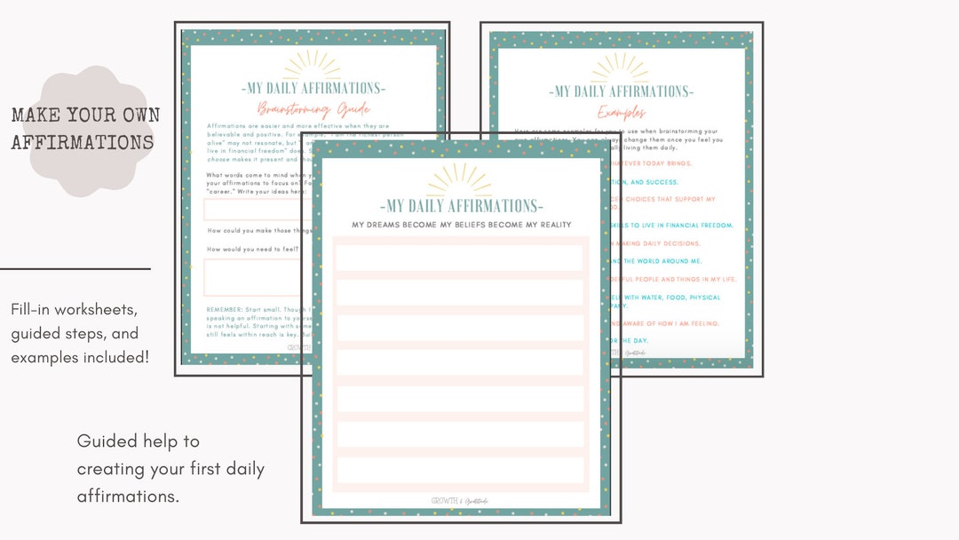 Daily Affirmations Planning Bundle / Set of 3 / Guided Affirmations ...