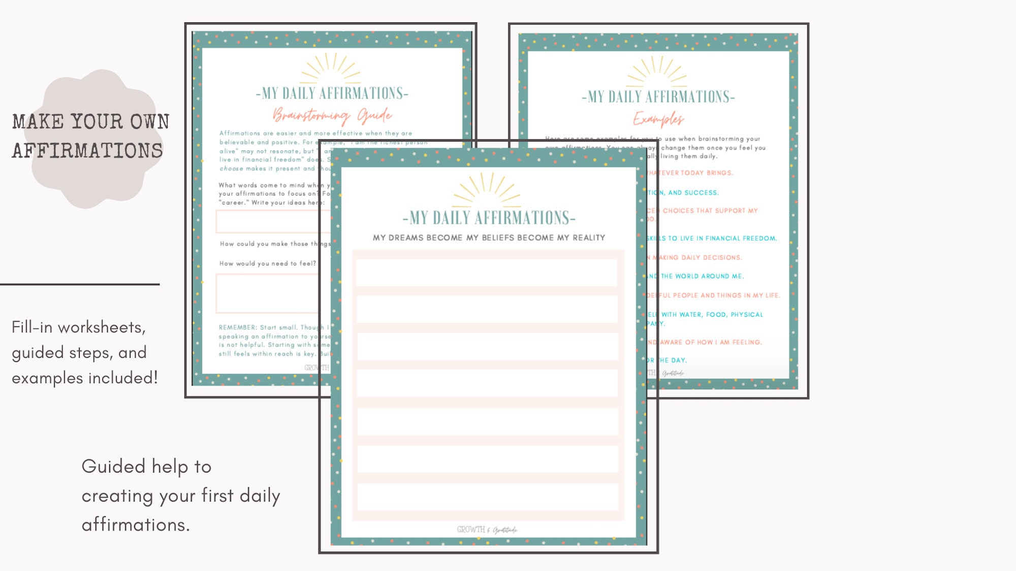 Daily Affirmations Planning Bundle / Set of 3 / Guided Affirmations ...