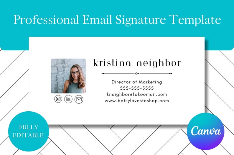 Email Signature Template / Editable Canva Signature / Add Logo or Photo ...