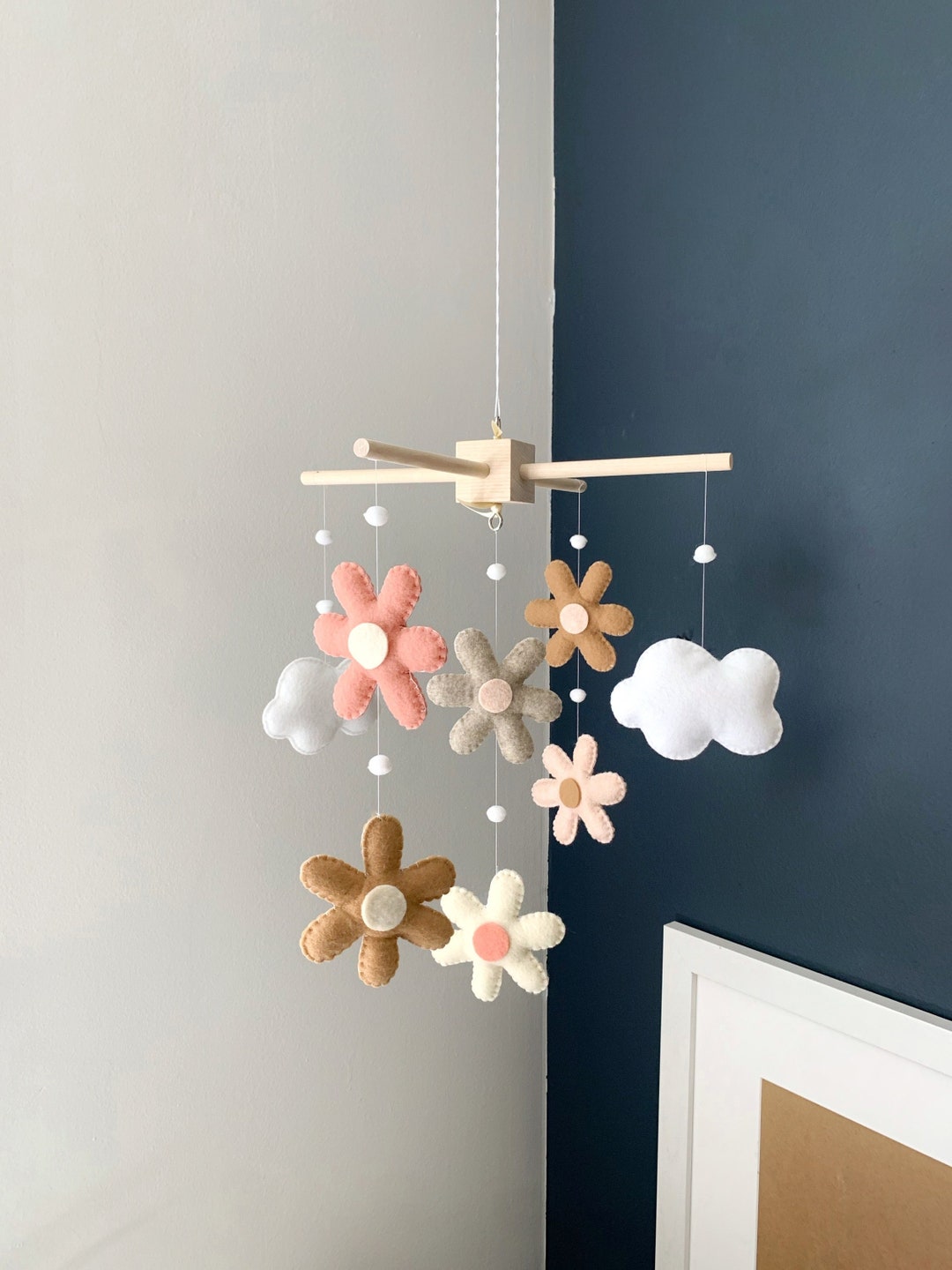 Baby Mobile Girl Flowers, Baby Mobile Floral, Clouds Mobile, Floral ...