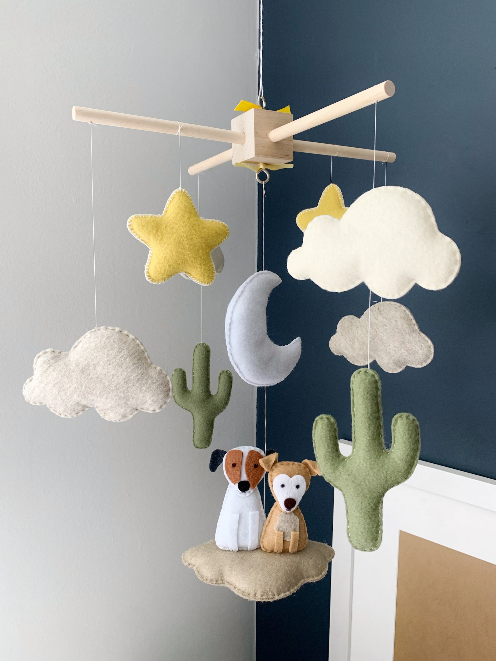 Nursery Mobile Dogs - Baby Mobile Cactus - Dogs Nursery - Dogs Mobile ...
