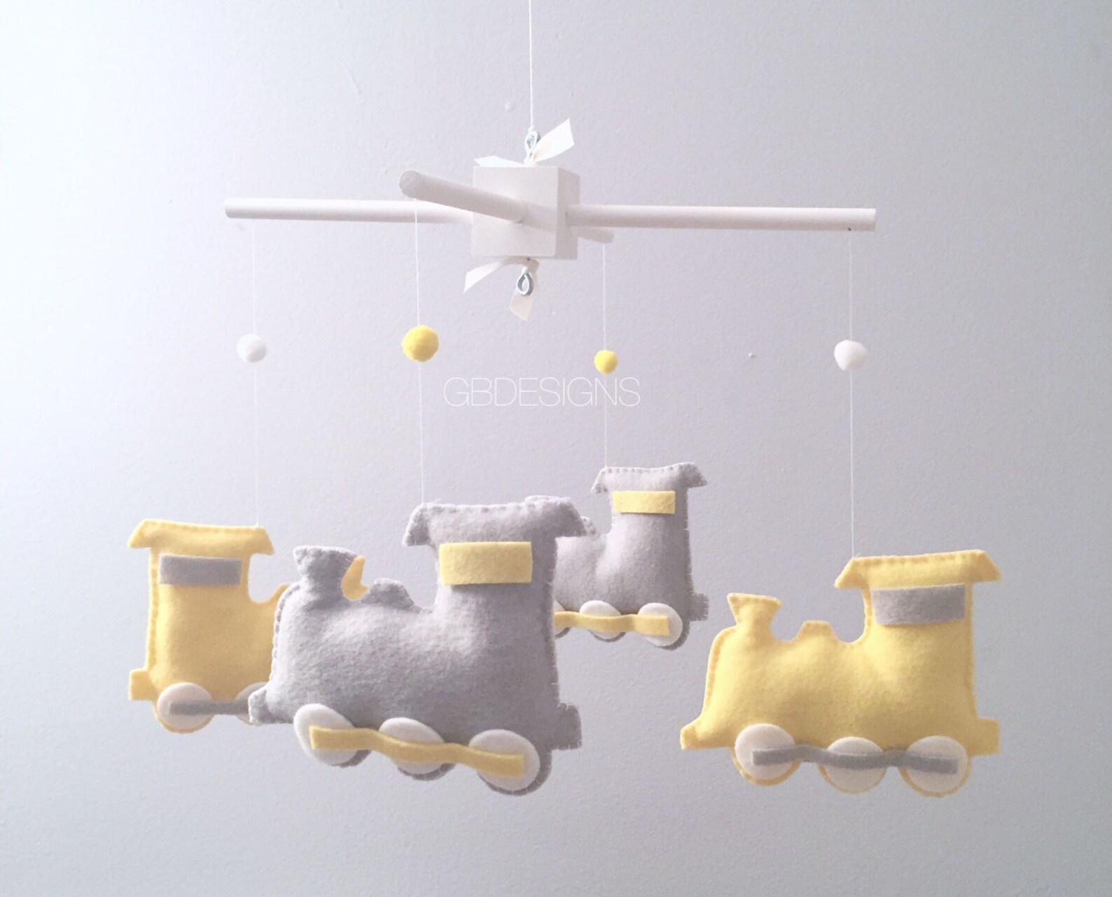 Baby Mobile baby Crib Mobile train Mobile Yellow and Gray | Etsy