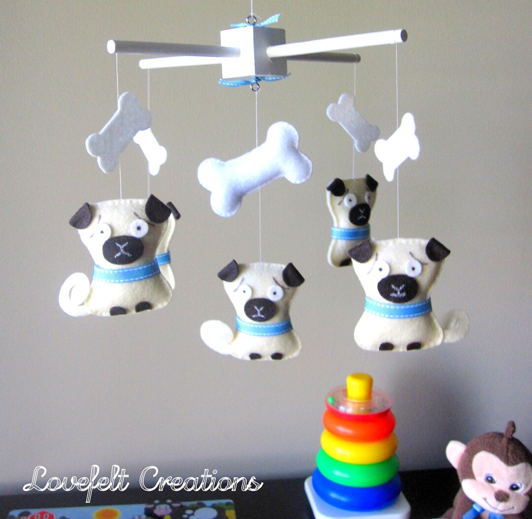 Felt Pug Baby Mobile – Dog Nursery Decor - Etsy