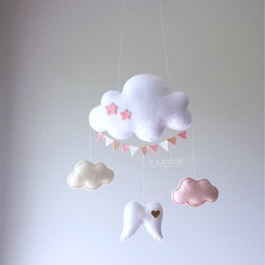Baby Mobile Angel Wings, Rainbow Baby Keepsake, Cloud Mobile, Baby ...