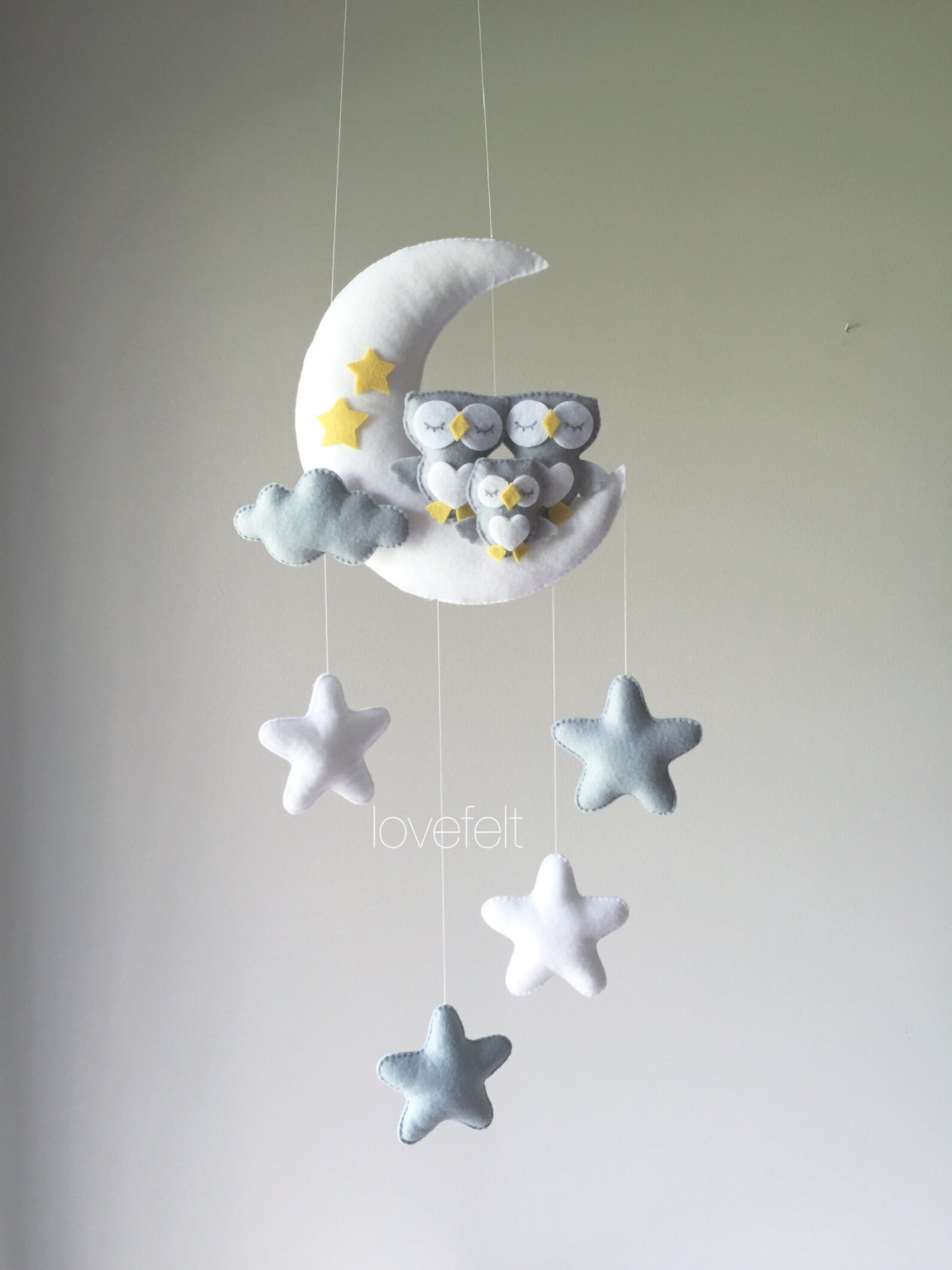 Moon and Owls Hanging Mobile Hanging Moon Decor Baby Decor - Etsy
