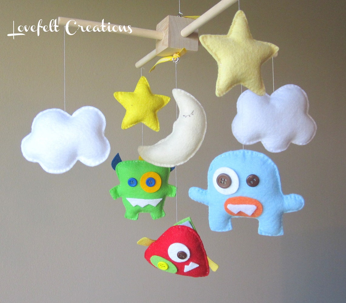 Felt Monster Baby Mobile – Handmade Nursery Decor - Etsy
