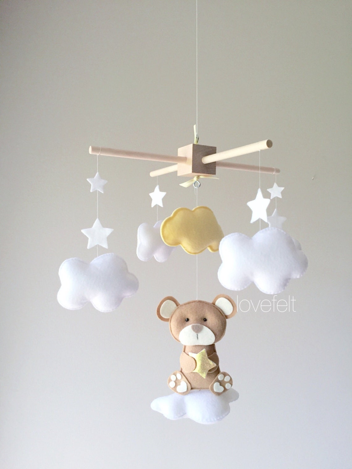 Baby Mobile - Bear Mobile - Clouds Mobile - Teddy Bear Mobile - Yellow ...