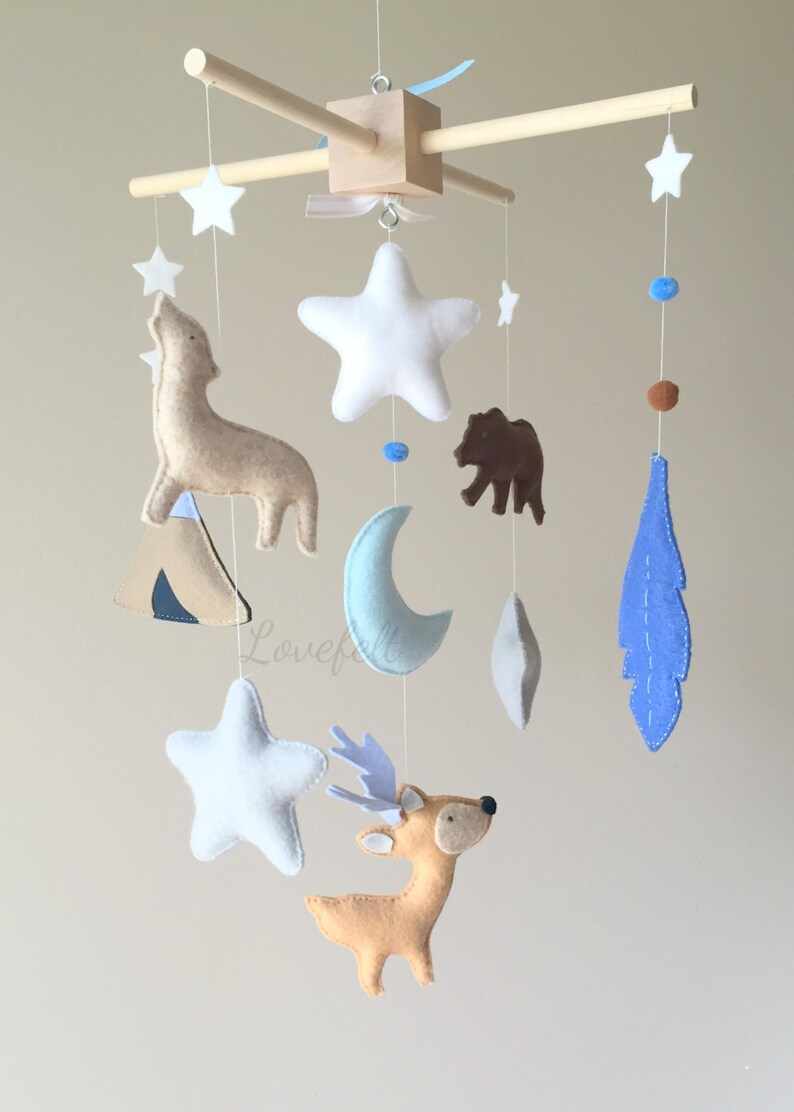 Felt Native American Baby Mobile – Teepee & Deer Nursery Decor - Etsy