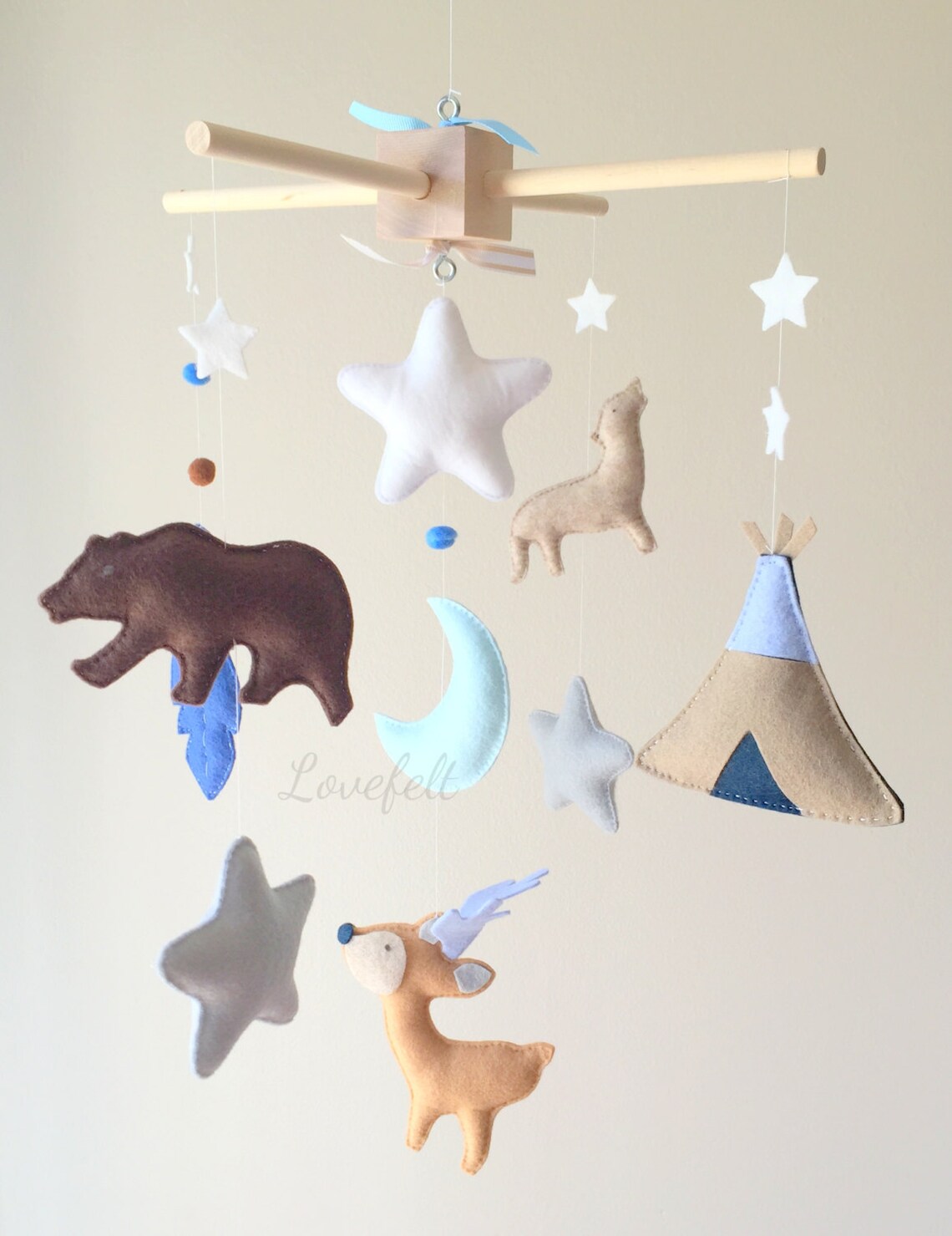 Felt Native American Baby Mobile – Teepee & Deer Nursery Decor - Etsy