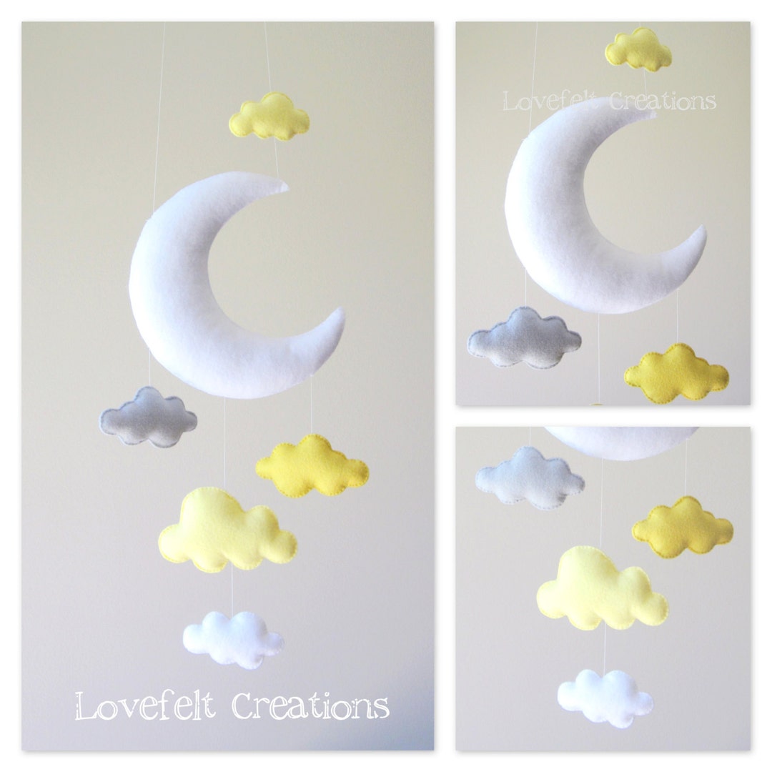 Baby Mobile Moon - Baby Mobile Moon and Stars - Cloud Mobile - Yellow ...