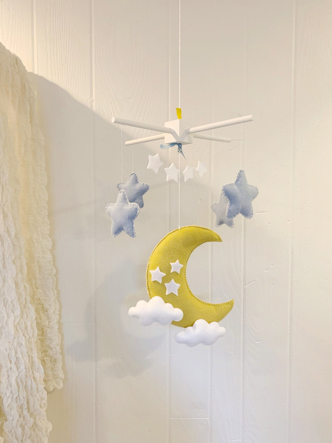 Baby Mobile - Moon Mobile - Moon Stars Mobile - Yellow and Blue Nursery ...