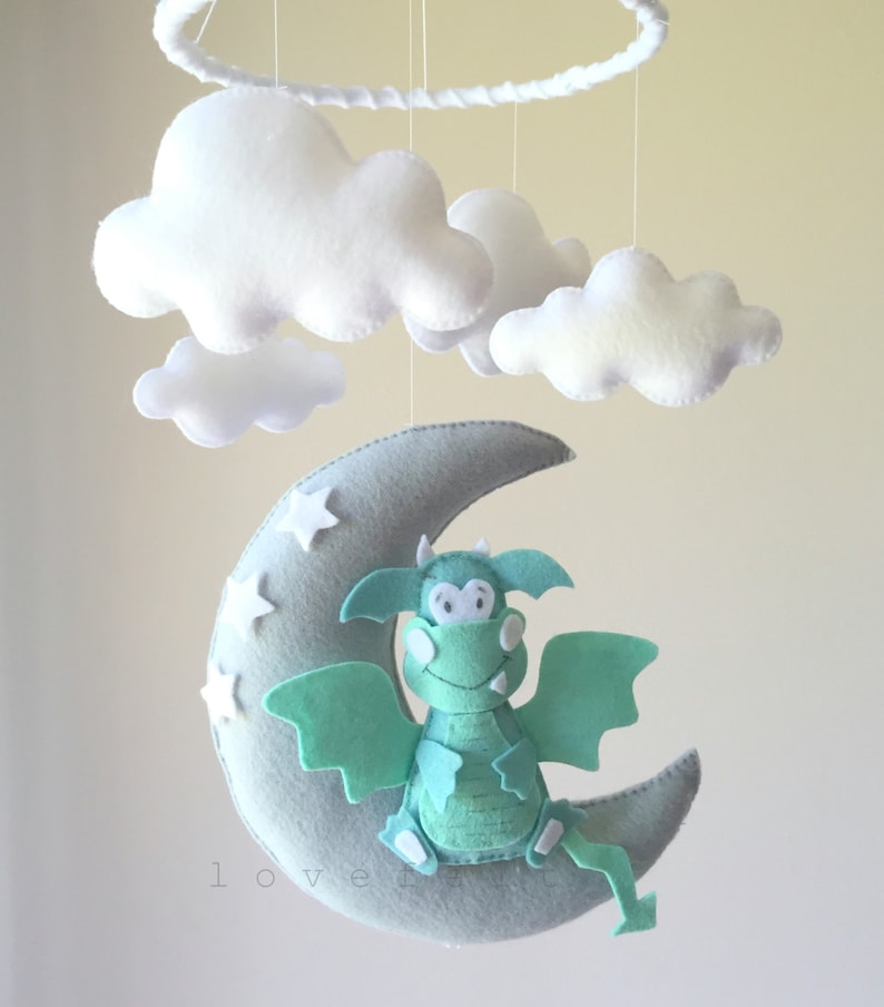 Baby mobile dragon mobile baby mobile dragon moon | Etsy