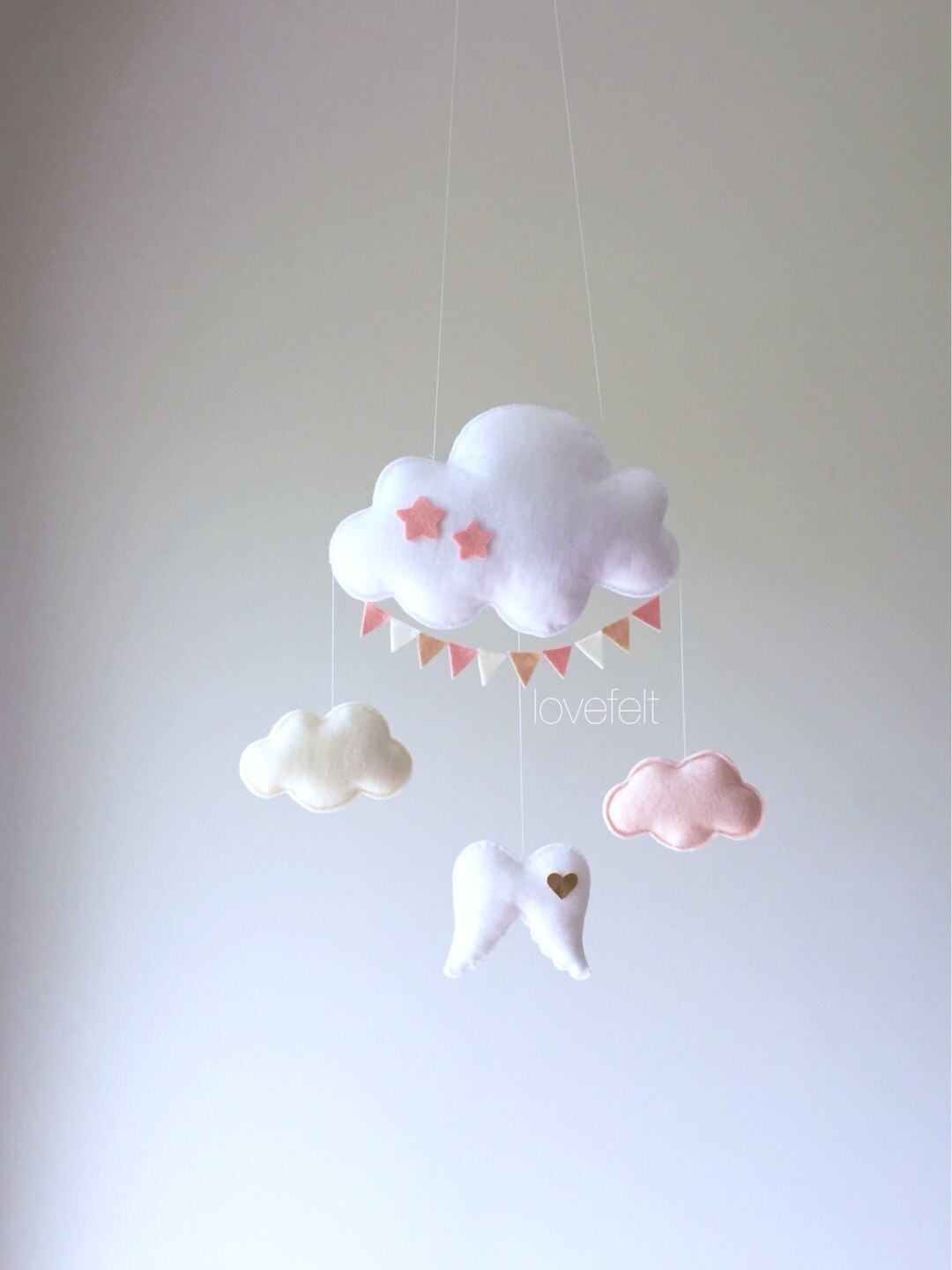 Baby Mobile Angel Wings, Rainbow Baby Keepsake, Cloud Mobile, Baby ...