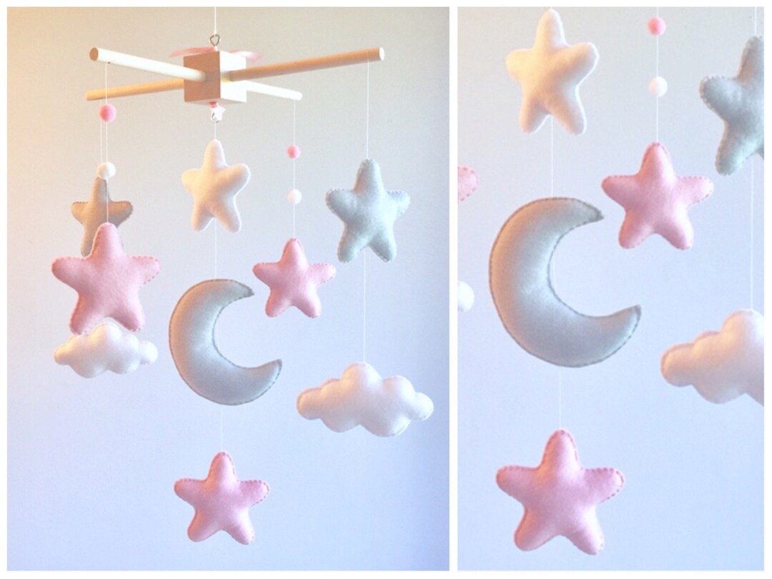 Baby Crib Mobile - Baby Mobile - Pink and Gray Mobile - Pink and Gray ...