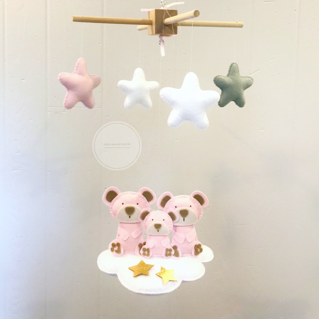 Baby Mobile - Bear Mobile - Clouds Mobile - Teddy Bear Mobile - Pink ...