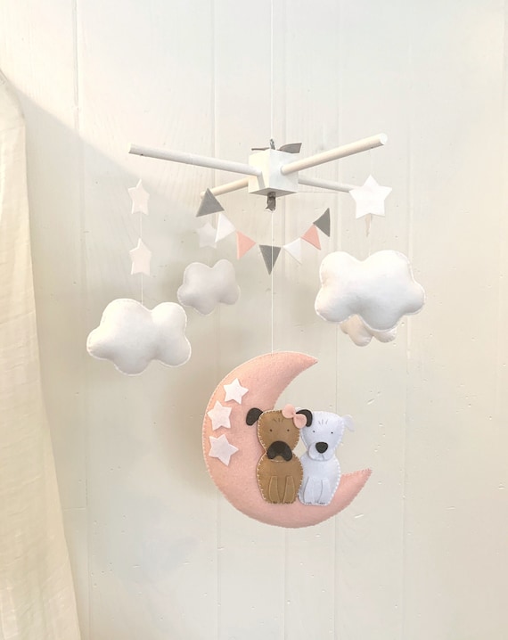 Custom Dog Baby Mobile Pink and White Baby Crib Mobile | Etsy