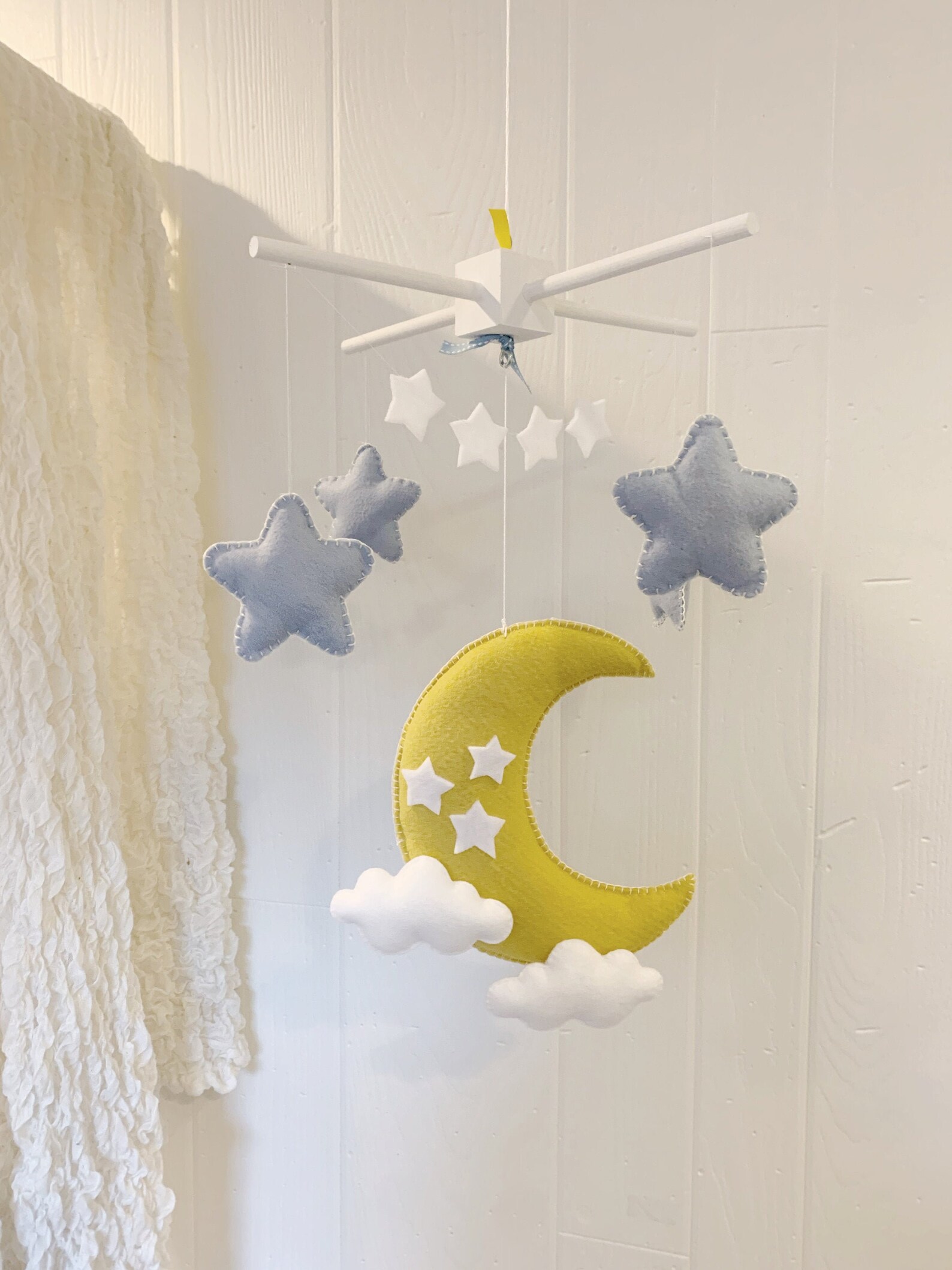 Baby Mobile - Moon Mobile - Moon Stars Mobile - Yellow and Blue Nursery ...