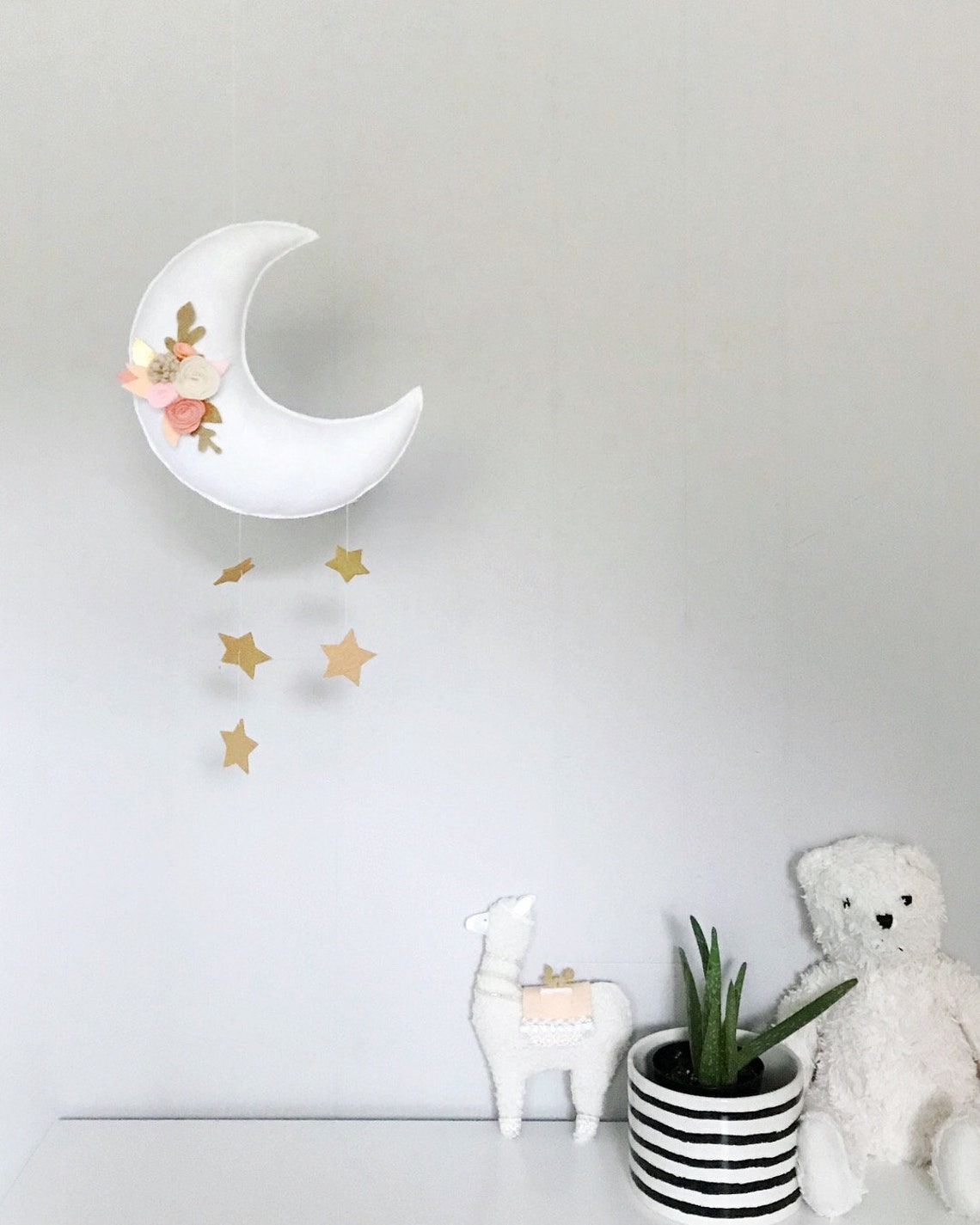 Hanging Moon Mobile Boho Nursery Girl Nursery Decor Baby - Etsy