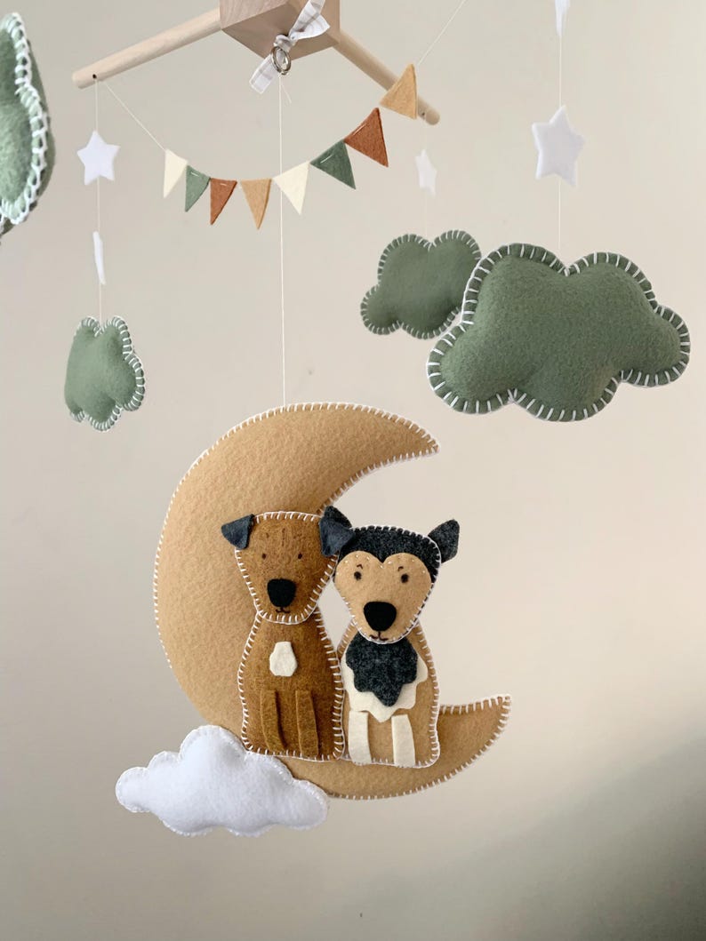 Baby Mobile Dogs - Dog Mobile - Nursery Decor Dogs - Moon Baby Mobile ...
