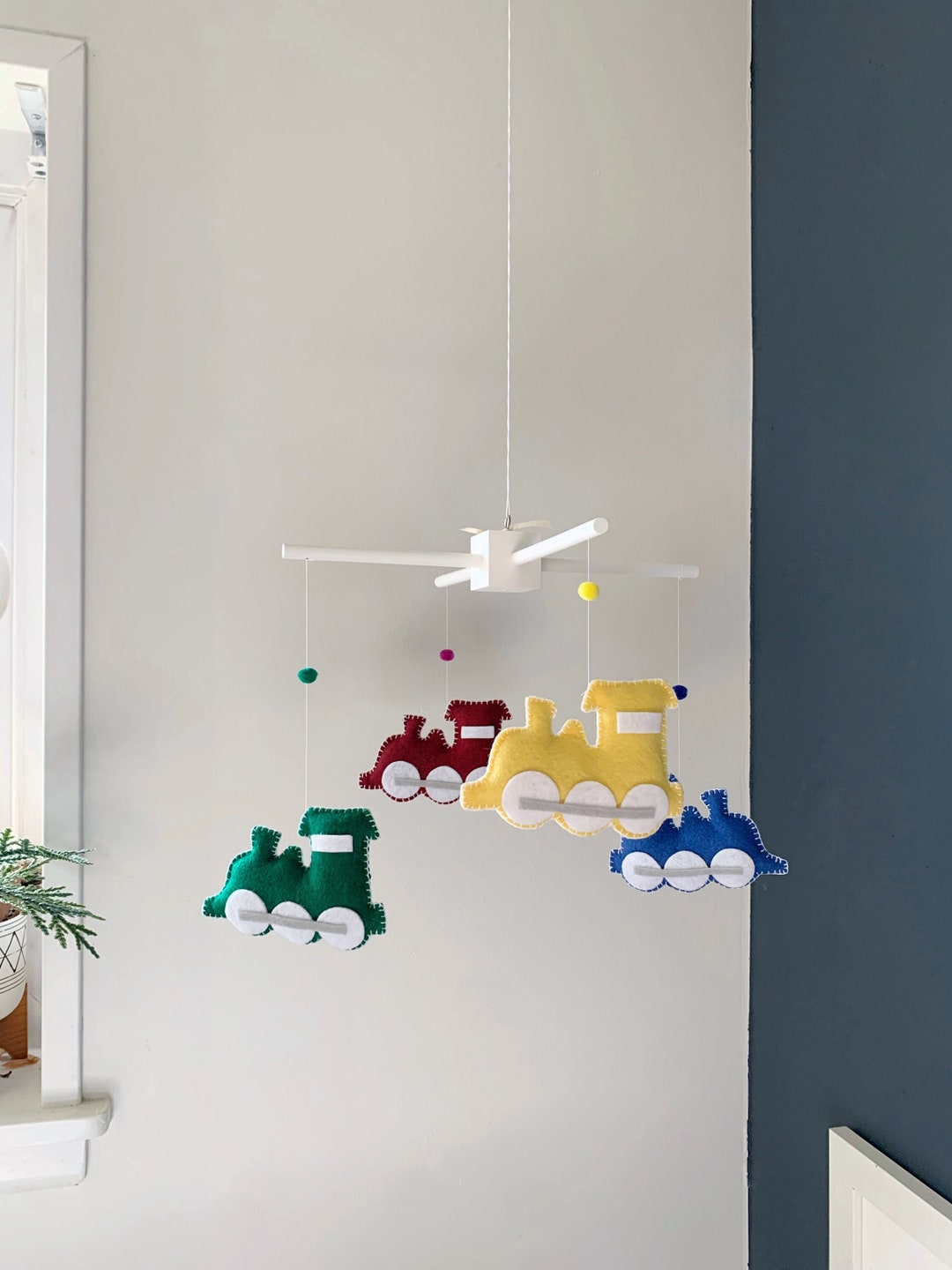 Felt Train Baby Mobile – Colorful Nursery Decor, Baby Mobile Boy - Etsy