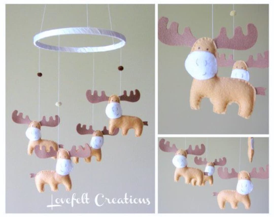 Baby Mobile Woodland - Moose Mobile - Custom Mobile - Baby Mobile ...